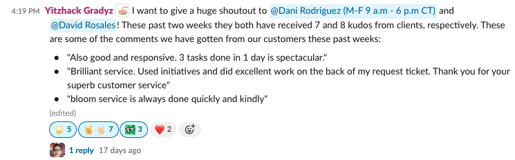all-team-kudos-in-slack | Bloom Growth™